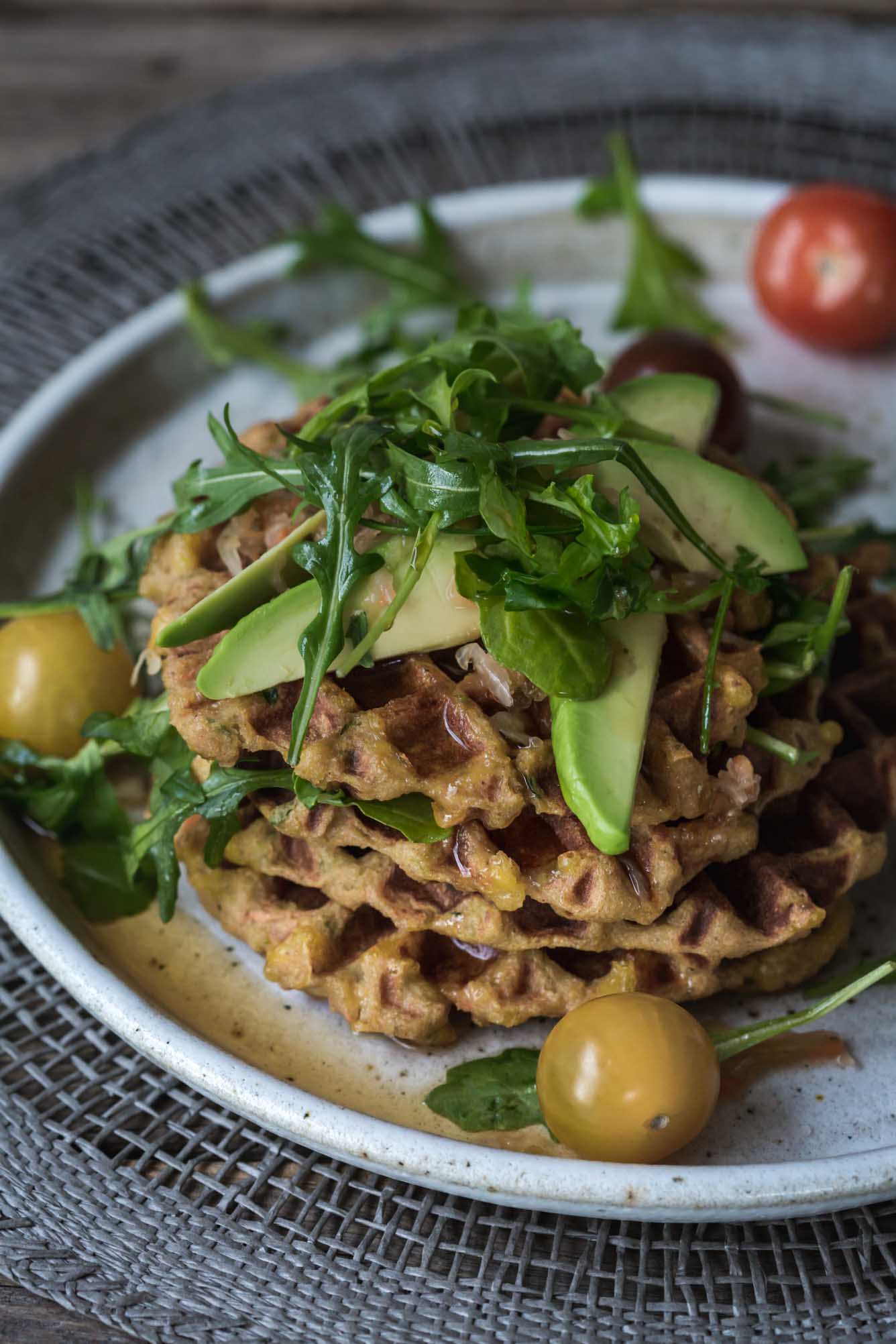 Vegan Mashed Potato Cheese Waffles (GF) | My Goodness Kitchen