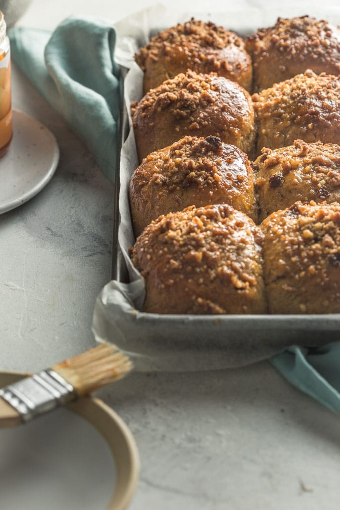 Carrot Easter Buns with Walnut Streusel | My Goodness Kitchen