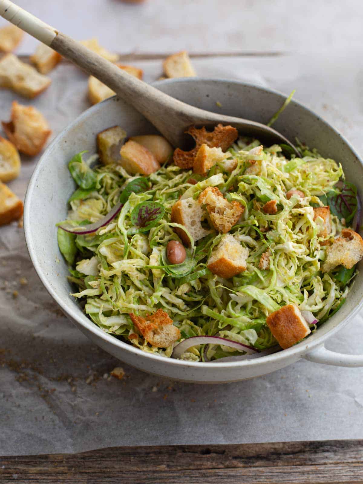 Brussels Sprout Caesar Salad | My Goodness Kitchen